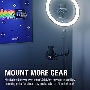 Elgato Solid Arm, Holding Arm with Padded Clamp for easy Mounting and Adjusting of Lights, Cameras, and Microphones, for Streaming, Videoconferencing, and Studios