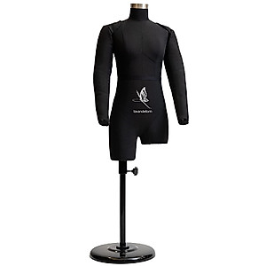 lavandeform Half Scale Dress Form with Soft Arms (Not Adult Full Size) Tailor Female Mannequin for Sewing Clothes,Not Fully Pinable Dressmaker Dummy,1/2 Trouser Pattern Making Model(Black)
