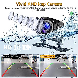 Podofo Single Din Apple Carplay Car Stereo with Bluetooth AHD Backup Camera, 7” flip Out Touch Screen Car Radio MP5 Player Support Android Auto, Mirror Link, USB, TF, FM Radio, Aux-in, SWC