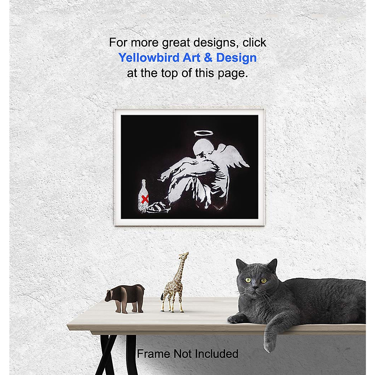 Banksy Fallen Angel Wall Art Poster Print - 8x10 Urban Graffiti Street Art Room Decor, Home Decoration - Cool Gift