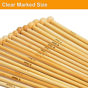 36PCS Bamboo Knitting Needles Set, BetyBedy Single Pointed Knitting Needles, 9 Inches Length Knitting Crochet Supplies for Beginners Handmade (18 Sizes from 2.0mm-10.0mm)