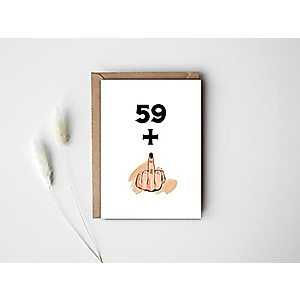 LillaGifts Funny 60Th Birthday Card - 59+1 Women Or Men - Sweet 60 Years Old Birthday Gift - Gift Perfect For Husband Wife Brother Sister, 5 x 7 inches