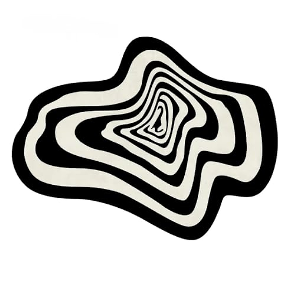 Black and White Abstract Striped Irregular Shape Area Rug 3ft Faux Wool Ultra Soft Rug for Livingroom Bedroom Diningroom Aesthetic Home Office Decor Playroom Carpet
