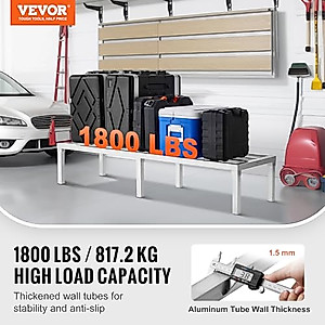 VEVOR Aluminum Dunnage Rack, 60” x 20” Commercial Food Floor Rack, 12” Off The Floor, 1800 lbs Capacity All-Welded Aluminum Storage Rack, for Storage in Restaurants, Kitchens, Garages and Vehicles