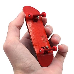 Teak Tuning 32mm Pro Fingerboard Complete - Fully Assembled with Pro Level Components - Pro Shaped Wooden Deck (32x97mm), UltraSpin Bearing Wheels, Prodigy Gen2 Trucks - Red Rover