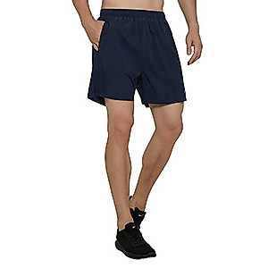 GGK Mens 5 Inch Running Shorts Lightweight Quick Dry Athletic Shorts for Workout Gym Training with Back Zipper Pockets Navy Blue