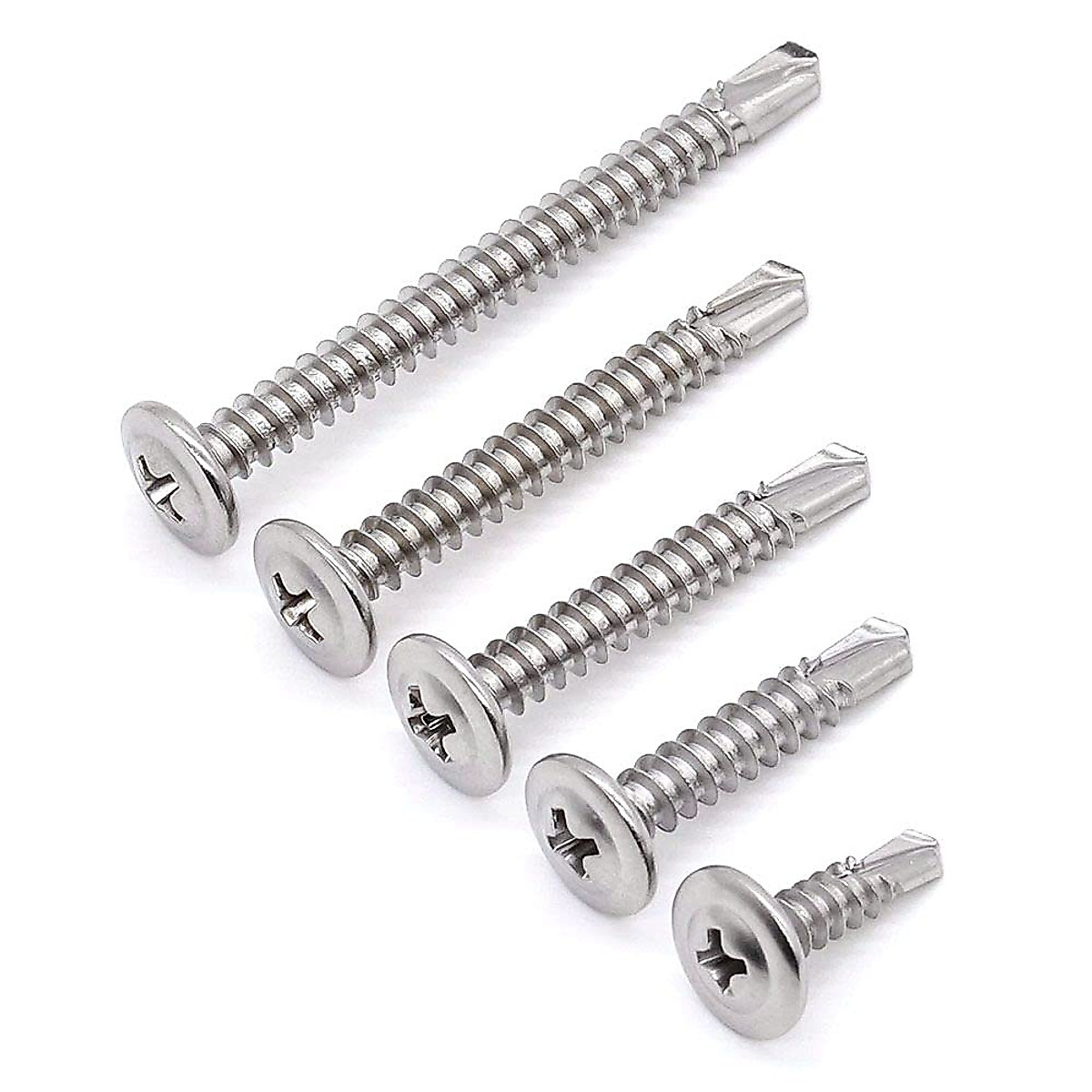 50pcs #10 x 2 Phillips Wafer Head Self Drilling Screw, 410 Stainless Steel, Modified Truss Head Quick Self Tapping Screws for Sheet Metal, Wood, Plastic, Without Pre-drilled Holes
