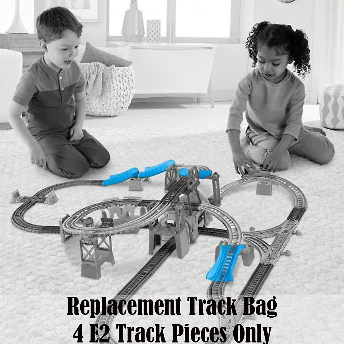 Replacement Parts for Thomas The Train - GBN45 ~ Thomas & Friends Trackmaster Percy 6 - in - 1 Set ~ Replacement Track Bag ~ 4 E2 Track Pieces ~ Blue