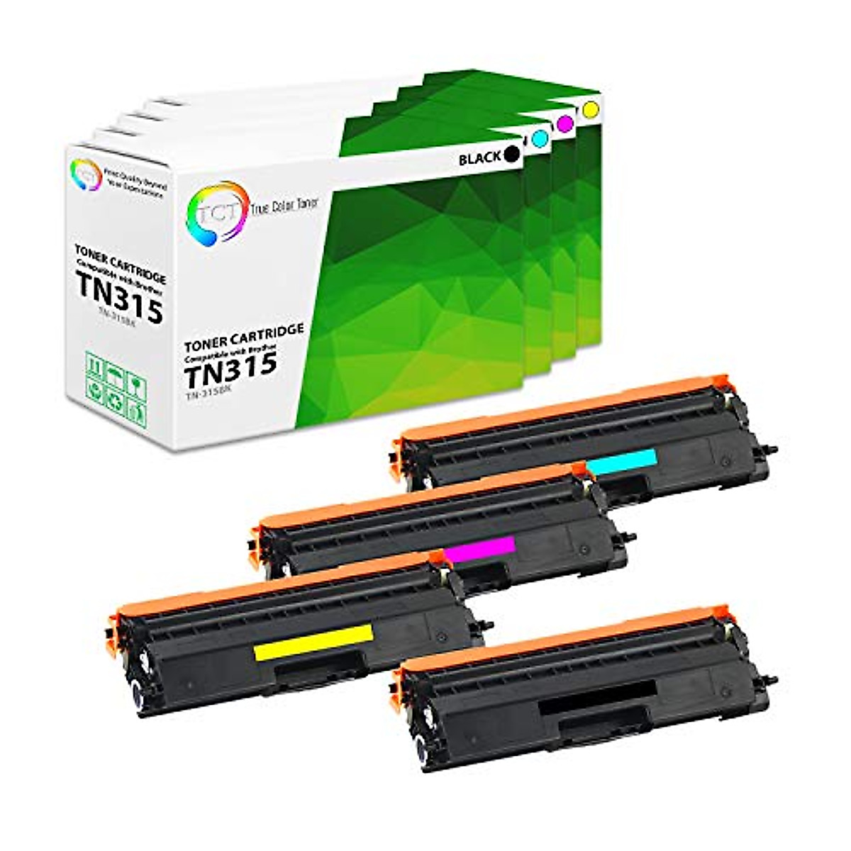 TCT Premium Compatible Toner Cartridge Replacement for Brother TN315 TN-315BK TN-315C TN-315M TN-315Y Works with Brother HL-4150CDN 4570CDWT, MFC-9460CDN Printers (Black Cyan Magenta Yellow) - 4 Pack