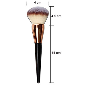 RN BEAUTY Makeup Brushes Large Powder Brush Foundation Blush Bronzer Contour Face Blender Mineral Blending Buffing Cosmetics Kabuki Full Coverage (Rose Gold/Black) 1 Count (Pack of 1)