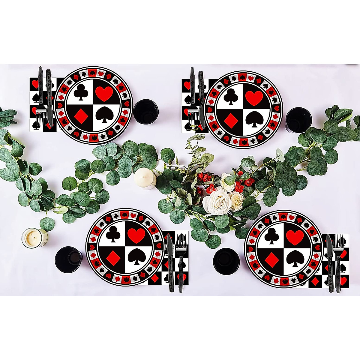 40 Pcs Casino Party Supplies Poker Paper Plates 7" Casino Party Plates for Casino Night Poker Game Theme Poker Card Playing Club Heart Poker Night Las Vegas Birthday Party Decorations (Poker)