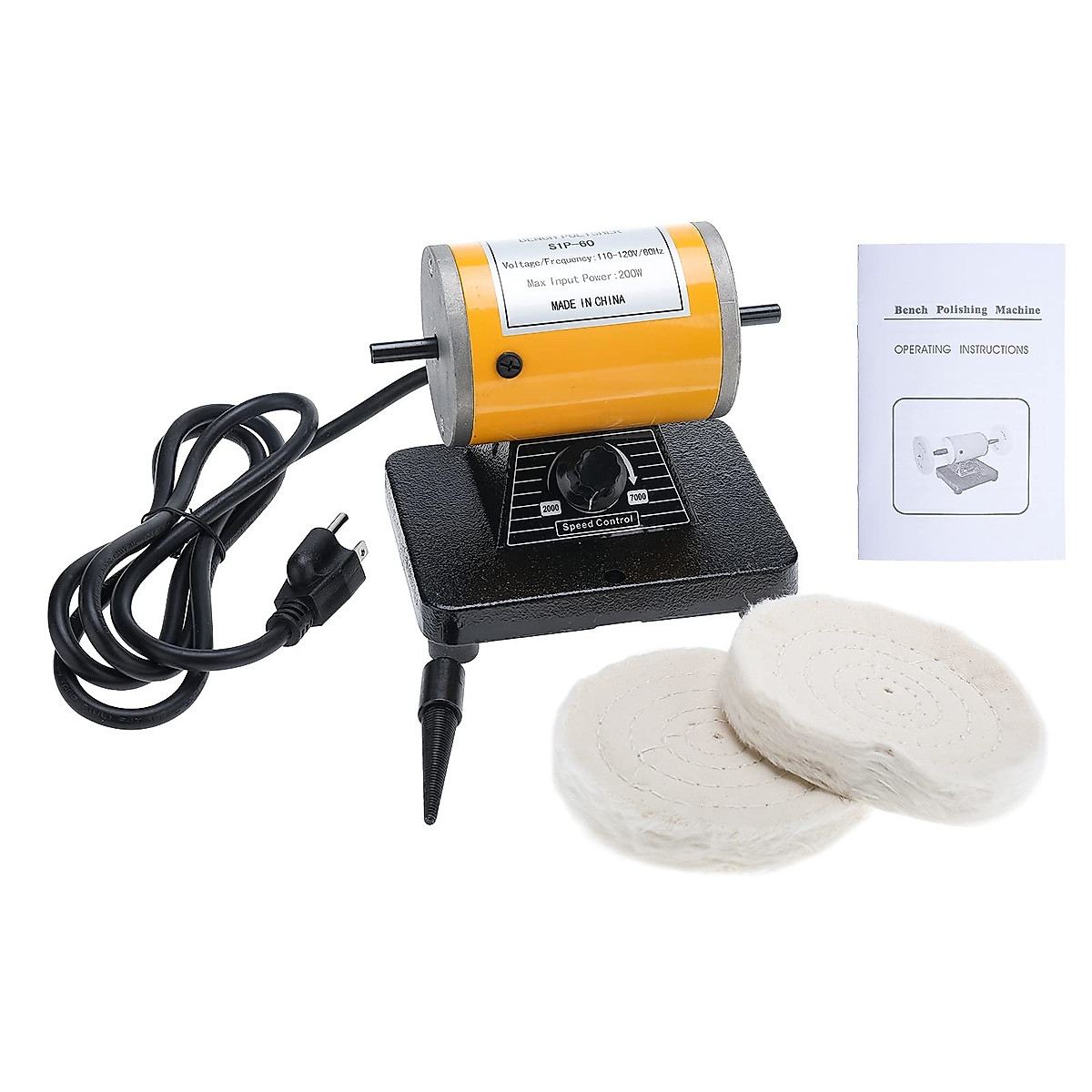 LuckyHigh Electric Dual 4-1/4" Polisher Buffer Bench Top Machine Variable Speed Mini Jewelry Bench Polisher for Jewelry, Wood, Silver, Amber Polishing