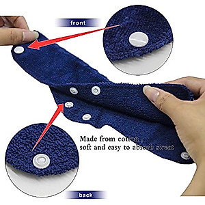 Alpurple 15 PCS Cotton Washable Hard Hat Sweatband- Reusable Snap on Sweat Band Liner, Absorber Terry Sweatband with Liner Snap,Hard Hat Accessories (Blue)