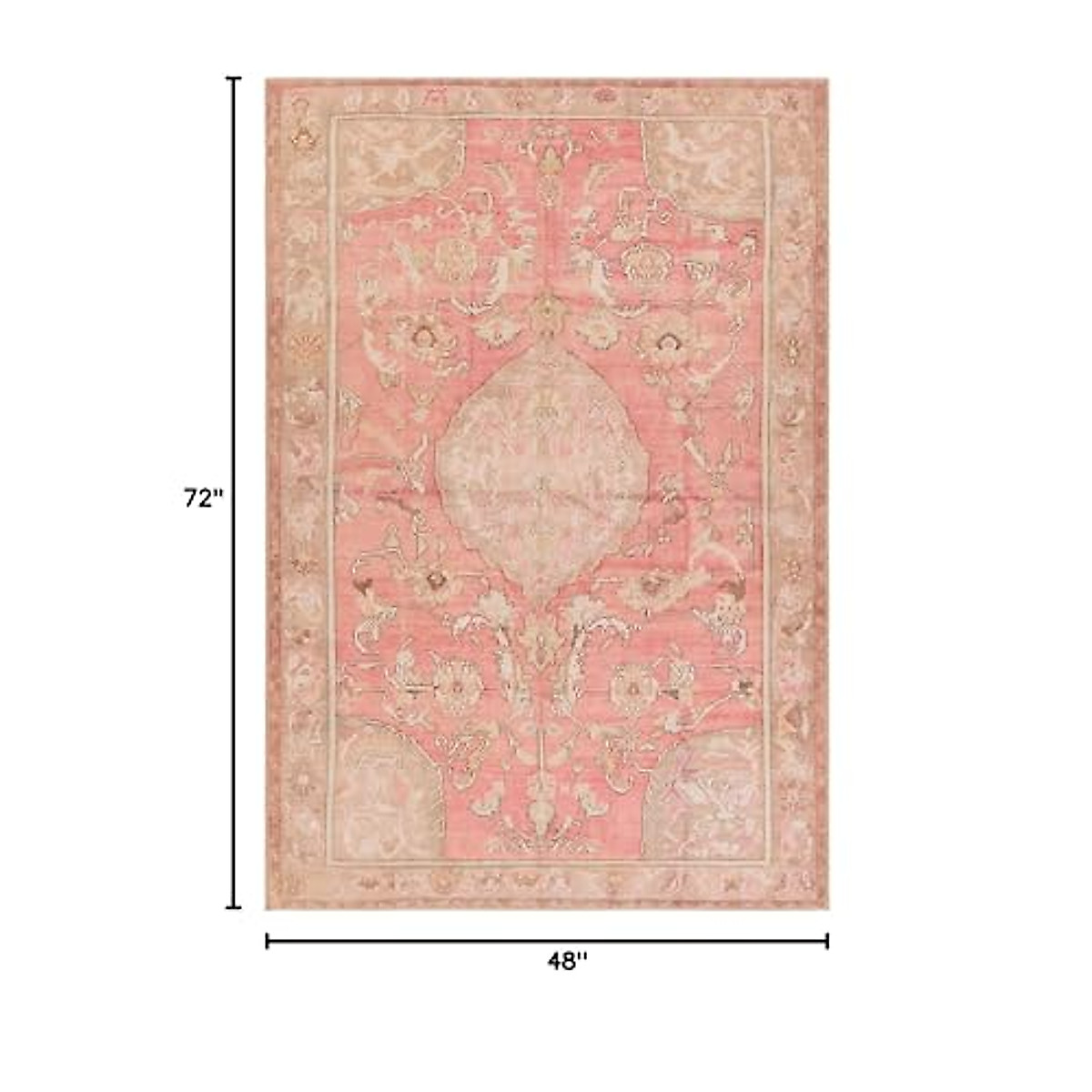 Jaipur Living, Machine Washable 4x6 Area Rug, Boho Pink/Beige Living Room Rug