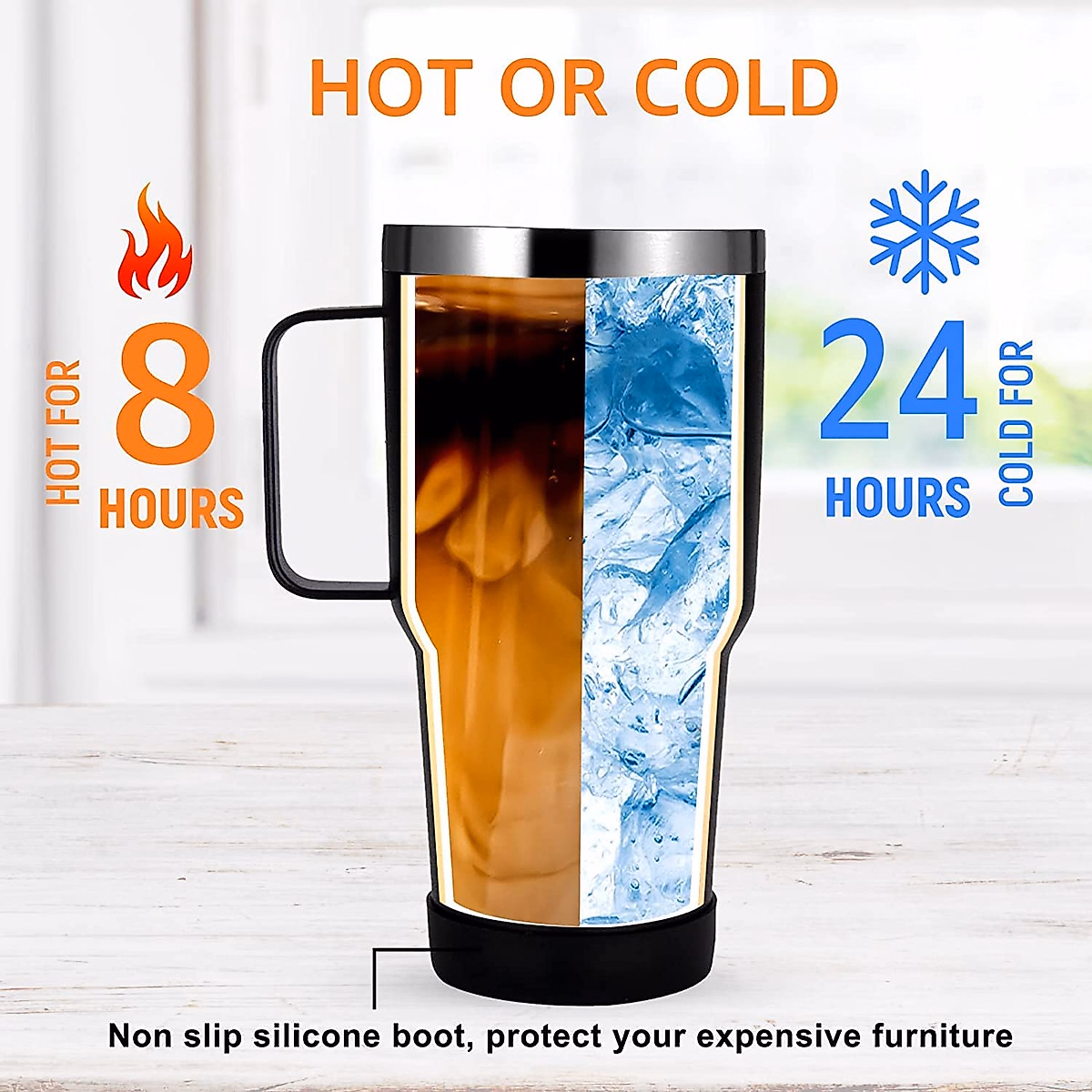 40 oz Tumbler With Handle and Straw Lid Stainless Steel Insulated Tumblers Travel Mug for Hot and Cold Beverages Thermos Travel Coffee Mug for both men and women Red