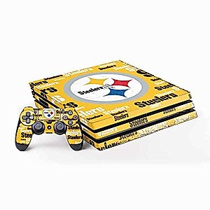 Skinit Decal Gaming Skin Compatible with PS4 Pro Console and Controller Bundle - Officially Licensed NFL Pittsburgh Steelers Yellow Blast Design