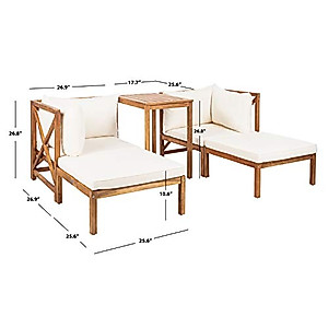 Safavieh PAT6762A Outdoor Collection Ronson Natural and Beige 5-Piece Dining Set