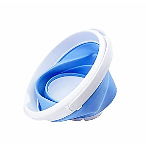 SAMMART 5.5L (1.4 Gallon) Collapsible Plastic Bucket - Foldable Round Tub - Portable Fishing Water Pail - Space Saving Outdoor Waterpot (Grey + Baby Blue (Set of 2))