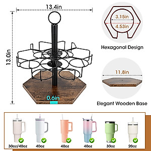 Stanley Cup Holder for Tumbler With Handle, 360° Rotating Stanley Cup Organizer Water Bottle Storage 20/30/40oz Kitchen, Hexagonal Spinning Tumblers Organizer Countertop Cabinet 6 Slots Mugs Turn Rack