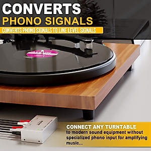 Phono Turntable Preamp, Phono Preamp for Turntable, Record Play, Mini Electronic Audio Stereo Phonograph Preamplifier with RCA Input, RCA/TRS Output, Phono Preamp with 12 Volt DC Adapter