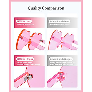 LYMOJOR Yellow Heart Sunglasses Thick Heart Glasses Rimless Fun Cute Heart Shaped Sunglasses for Women Party Favors, 2 Pack
