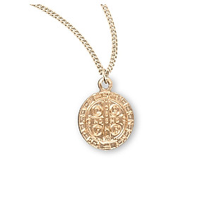 The Christian World Petite Gold Over Sterling silv. Saint Benedict Round Jubilee Medal Pendant vbn-fh-5976