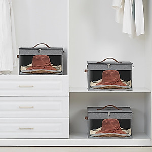 Qozary Hat Storage Box - Large Hat Organizer for Cowboy Hats, Hat Box for Women & Men, Foldable Closet Storage Box, Dustproof Hat Travel Case - Easily Store Wide Brim Hats