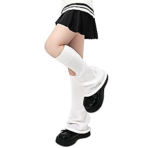 Olreco Leg Warmers Y2K White Leg Warmers Kawaii Flared Leg Warmers for Women Girls Kawaii Leg Warmer Socks Lolita Gyaru Clothes