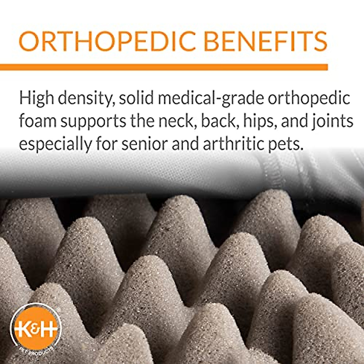 K&H PET PRODUCTS Indoor/Outdoor Superior Orthopedic Dog Bed Gray/Paw Large 35 X 46 X 4 Inches