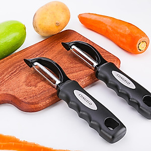 CDNGELO Professional Fruit and Vegetable Peeler Set of 2 for Potatoes, Apples, Kitchen Rotary Serrated Potato Peelers