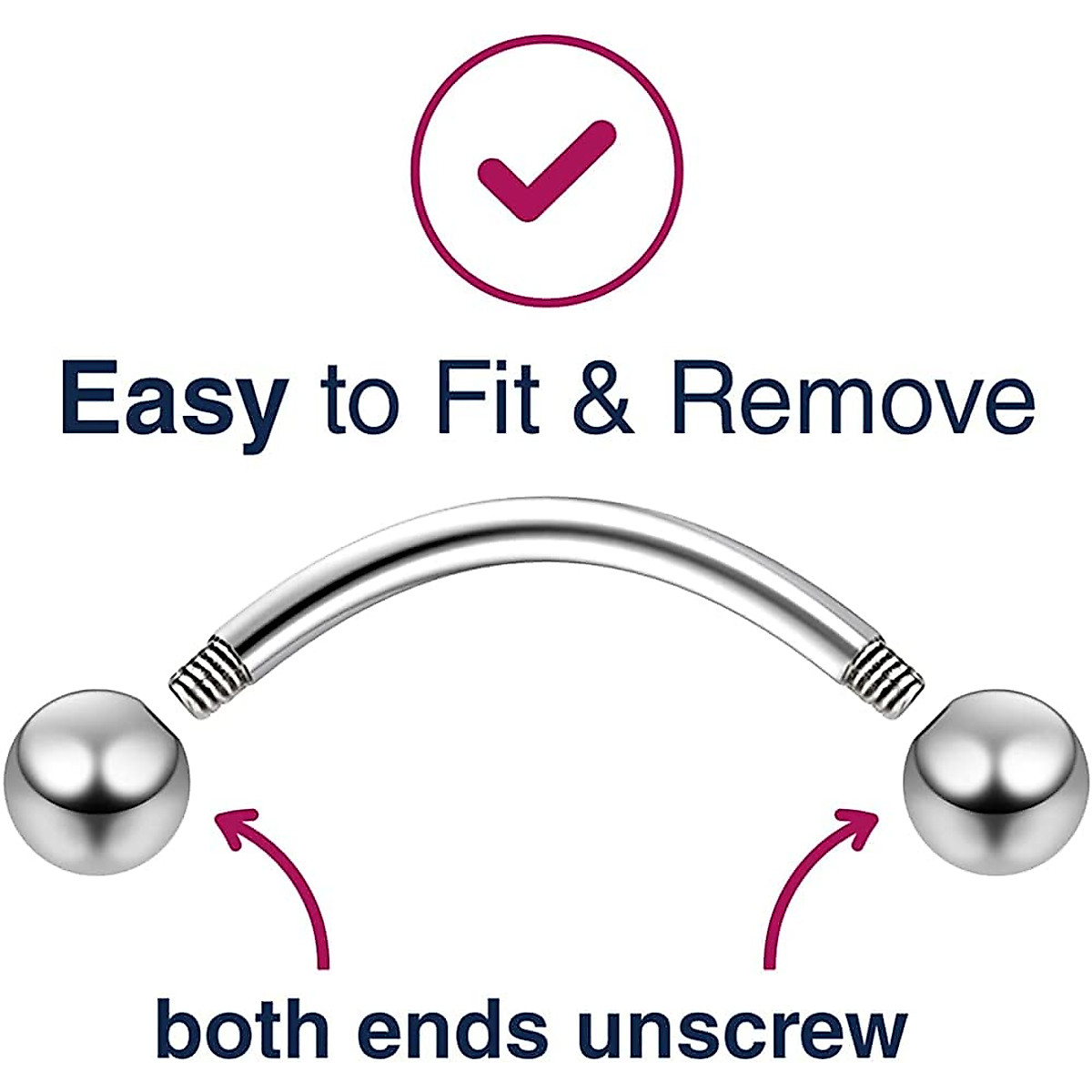 2pc 16g Curved Barbell Barbel Rook J Curve 316LVM Surgical Steel Jewelry Rose Gold Earrings Piercing Jewelry Gauge Rook Eyebrow 6mm