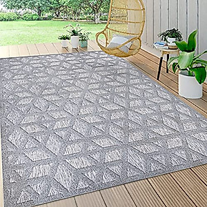 JONATHAN Y IBZ102C-8 Talaia Neutral Geometric Indoor Outdoor Area-Rug Bohemian Geometric Easy-Cleaning Bedroom Kitchen Backyard Patio Porch Non Shedding, 8 X 10, Light Gray