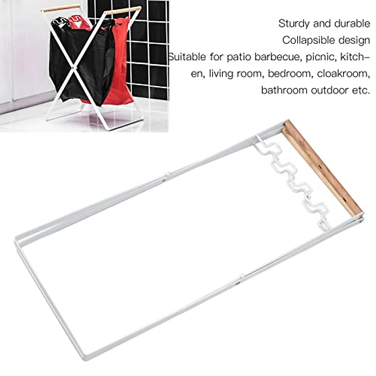 Trash Bag Holder, Portable Collapsible Sturdy Trash Bag Holder, Outdoor Leaf Bag Stand, Widely Used in Bedroom, Kitchen, Barbecue, Picnic(White)