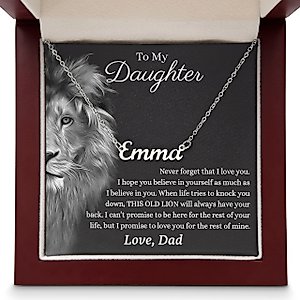 Daughter Gifts from Dad, Birthday Gifts For Daughter, Father Daughter Gifts From Mom, To My Badass Daughter Necklace Gift From Dad, Wedding Graduation Gifts for Daughter - D17-L