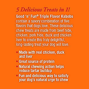 Good ’n’ Fun Triple Flavor Kabobs 48 Ounce, Rawhide Snack for All Dogs (2 Pack)