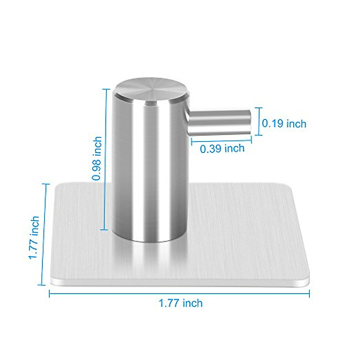 SKEMIX Self Adhesive Hooks,Heavy Duty Wall Hooks Coat Hooks Robe/Towel Hooks, 304 Stainless Steel Brushed Nickel Bathroom Kitchen Organizer (4-Pack)