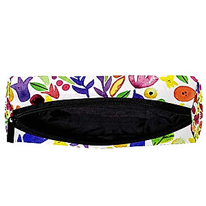 Watercolor Flowers Painting Pattern Pencil Bag Pen Case Stationary Case Pencil Pouch Desk Organizer Makeup Cosmetic Bag for School Office