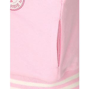 Barbie Little Girls French Terry Varsity Bomber Jacket Pink 4