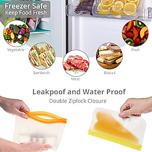 HOMGEN Exclusive Innovation 8pcs Refrigerator Liners&10Pcs Reusable Snack Bags for Kids Set (4 Reusable Sandwich Bags, 4 Reusable Snack Bags, 2 Freezer Gallon Bags) Perfect for Fridge Used