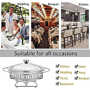 Chef Chafing Dish Buffet Set, Stainless Steel Chafer and Buffet Warmers Sets, Catering Buffet Mini Hot Pot Outdoor Picnic Household (Silver)