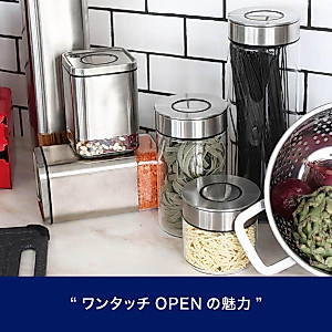 Dulton K915-1286L Condiment Container, Cylinder Jar, With Press Lid, L Size, CYLINDER JAR WITH PRESS LID