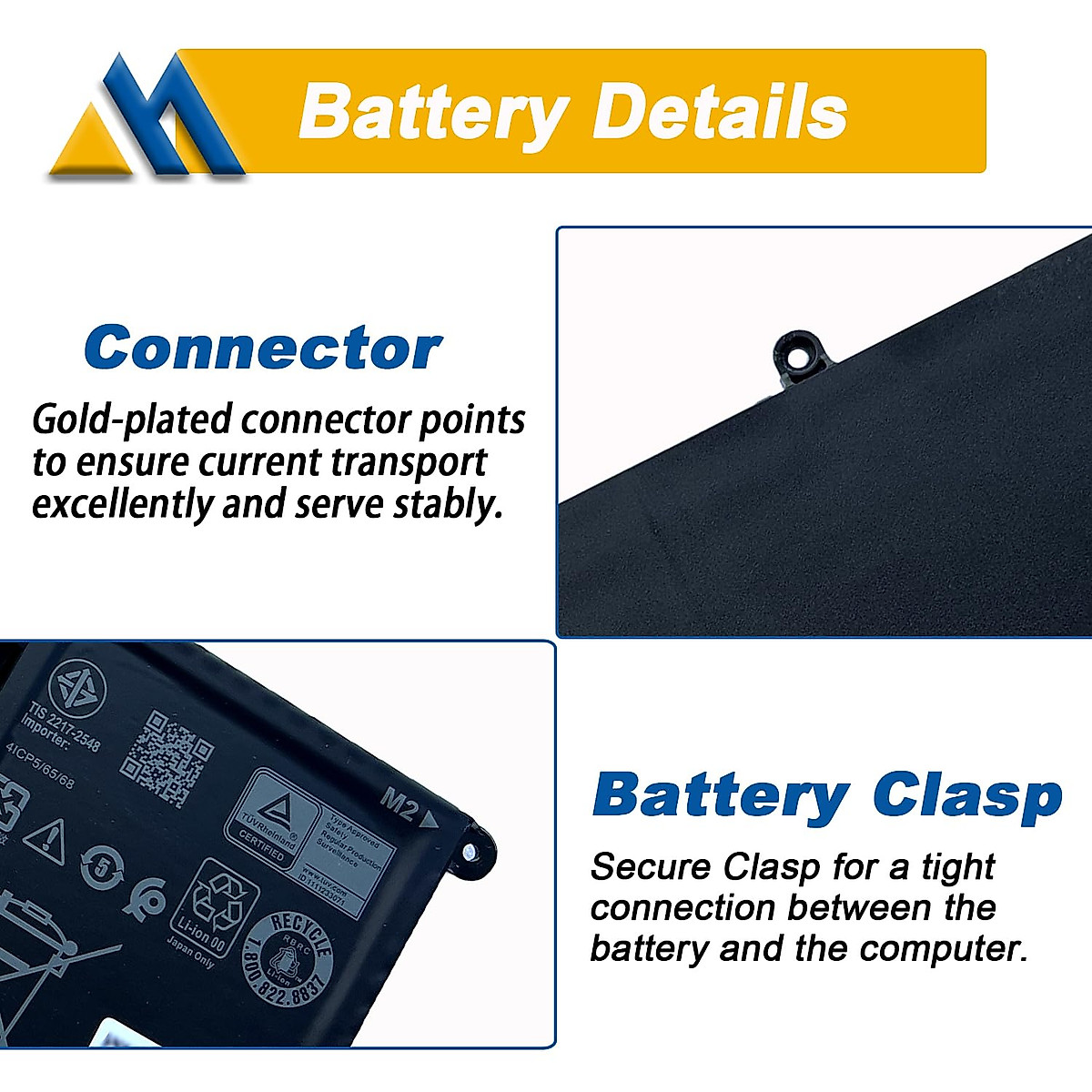 Mobik V6W33 4-Cell 54Wh Laptop Battery Replacement for Dell Inspiron 3511 3510 3520 3515 5310 5410 5418 5510 5515 5518 5625 5630 5635 Latitude 3320 3420 3520 Vostro 3515 3525 5620 Series TN70C G91J0