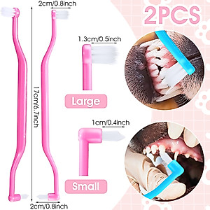 Abeillo 4Pcs Dual Headed Pet Tooth Brush, Small Dog Toothbrush, Cat Dental Care with Micro Brush, Cat Toothbrush, Cat Dental Care Supplies - Pet Toothbrush for Small Dogs, Cats