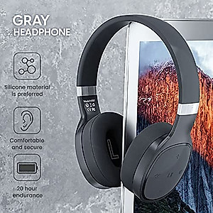 Stretchable Vj087 Wireless Bluetooth 5.0 Headphones Over Ear Gaming Headset Noise Cancelling Earphones Premium Sound with Deep Bass Built in Mic Sport Headphone Gray
