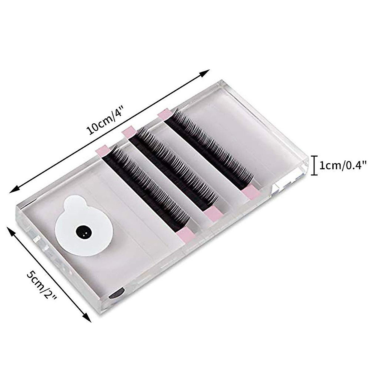G2PLUS Glass False Lash Holder, 4'' x 2'' x 0.4''Lash Pallet for Lash Extensions, 2-in-1 Crystal False Lashes Adhesive Glue Pallet Holder for Eyelash Extensions