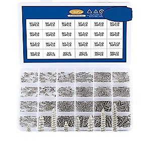 LXBO-FF 1100pcs Round Pan Head Tapping Screws Set M1.2 M1.4 M1.5 M1.7 M2 Mini Screw Laptop Computer Screw Cross Screw Kit (Color : DN PA)
