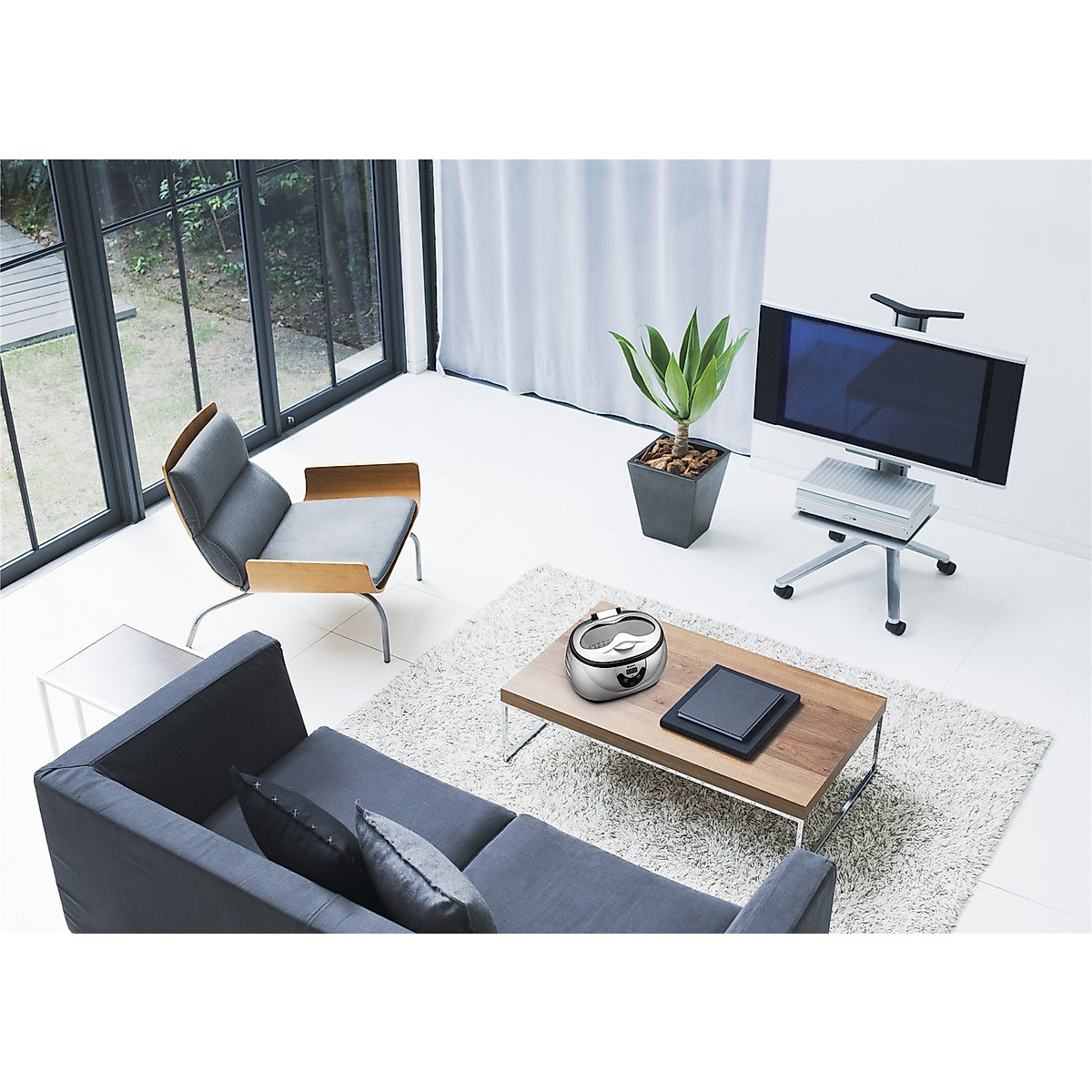 UKOKE 3800S, Professional Jewelry Timer, Portable Household Ultrasonic Cleaning Machine, Eyeglasses Denture Cleaner, 0.6 L, Silver