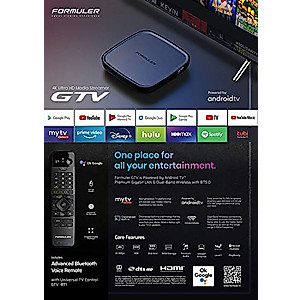 Formuler Gtv Certified Android Tv OS 9.0 with Real Bluetooth Voice Remote Control + Bonus USB Type C to Lightning Cable