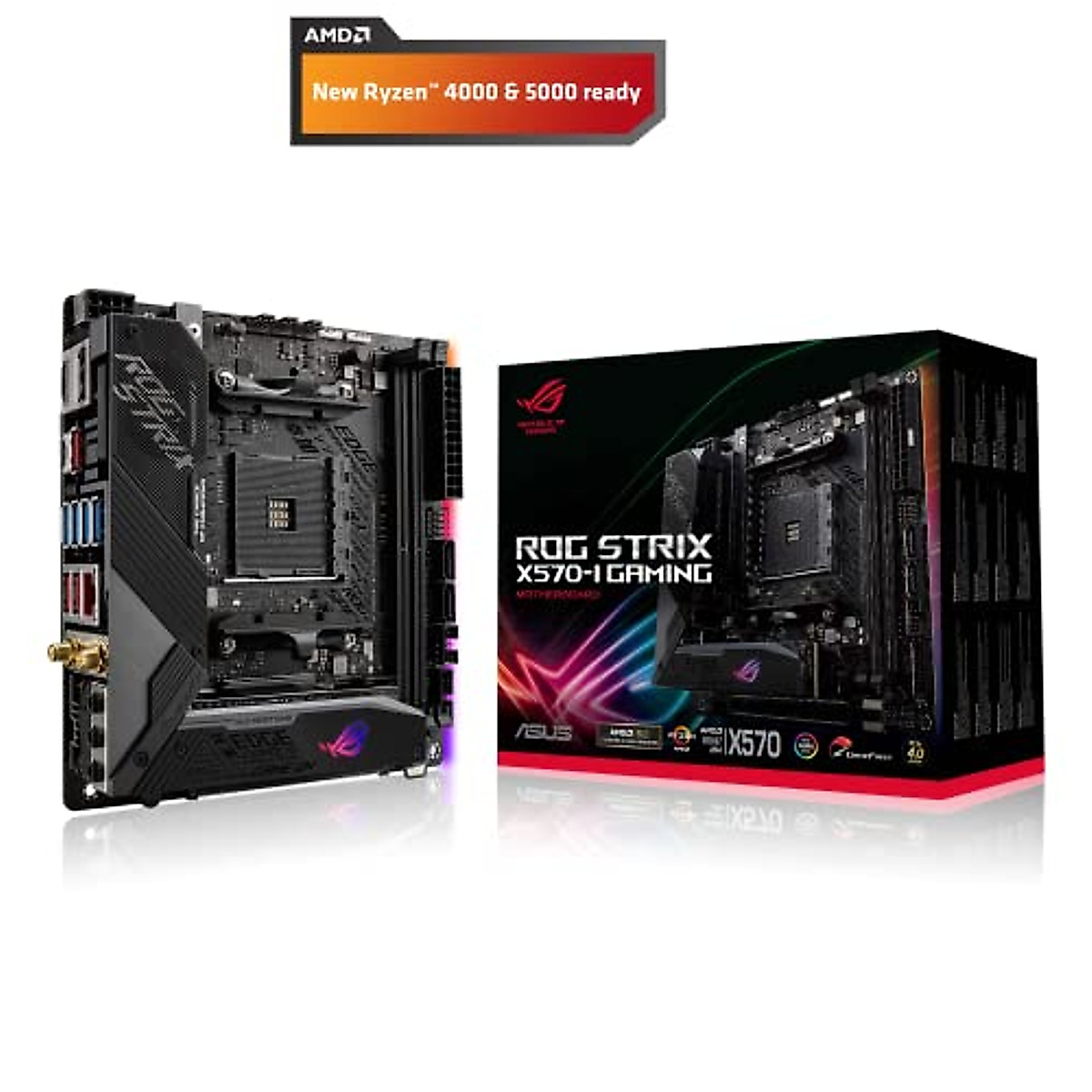 ASUS ROG Strix X570-I Gaming, X570 Mini-ITX Gaming Motherboard, AMD Ryzen 3000 with PCIe 4.0, WiFi 6 (802.11ax), Intel Gigabit Ethernet, SATA 6Gb/s