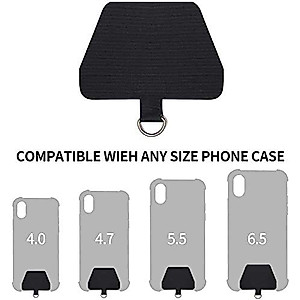 [2 Pack] Cellphone Lanyard Tether, Universal Detachable Neck Strap with Patch for Most Cell Phone Case & iPhone Case (Black+Leopard)